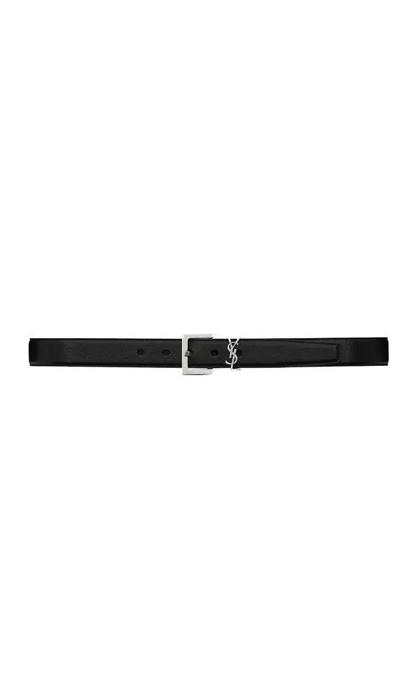 Saint Laurent Cassandre Belt In Smooth Leather - Black