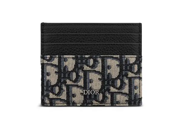 Dior Oblique Jacquard Card Holder - Beige Black