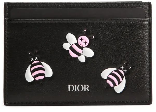 Dior X Kaws Card Holder Pink Bees - Black