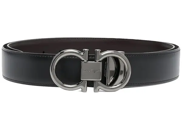 FERRAGAMO Reversible Gancini Belt - Black/silver