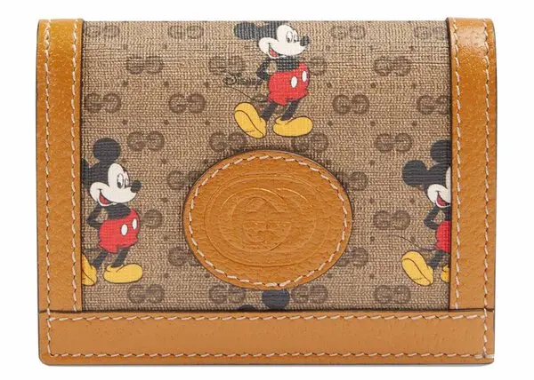 Gucci X Disney Card Case Wallet Mini Gg Supreme Mickey Mouse - Beige