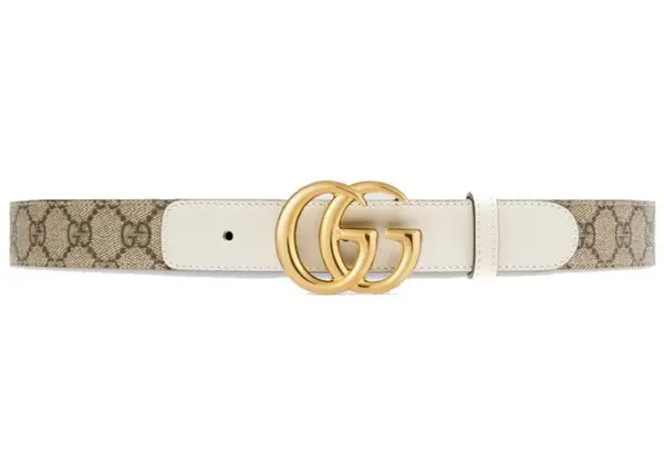 Gucci Gg Buckle 1" Belt - White