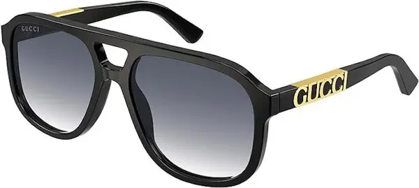 Gucci Logo Aviator Sunglasses - Black/gold (gg1188s 002)