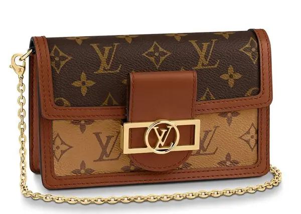 LOUIS VUITTON Dauphine Chain Wallet Monogram Reverse - Brown