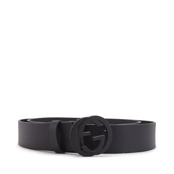 Gucci Matte Interlocking G Leather Belt - Black