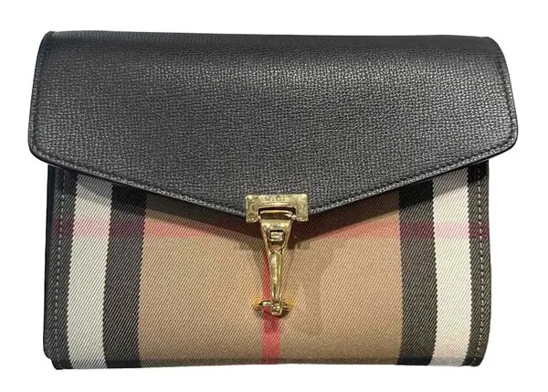 Burberry Macken Small Check Chain Crossbody - Black