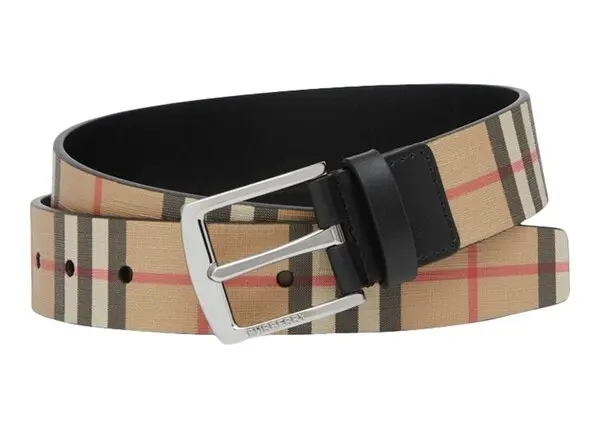 Burberry Vintage Check And Leather Belt - Archive Beige/black