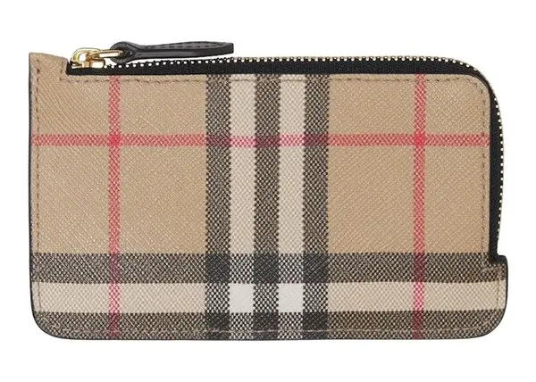Burberry Vintage Check Ziparound Card Holderin - Beige