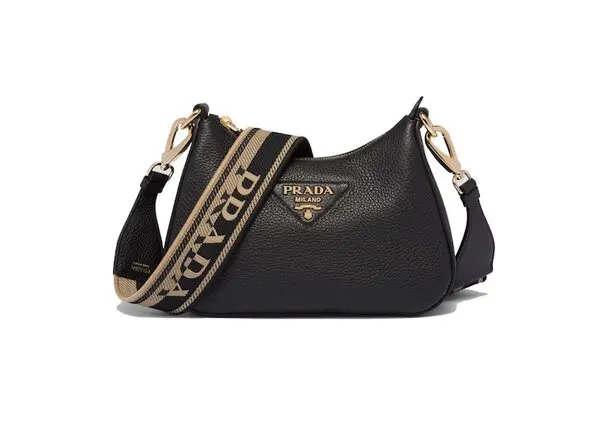 Prada Leather Shoulder Bag With Gold-tone Hardware