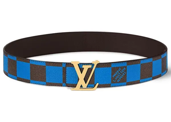 LOUIS VUITTON Initiales 40mm Reversible Damier Pop Belt - Blue