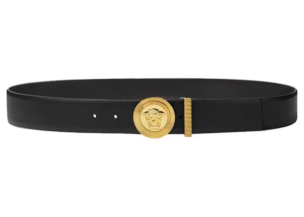 Versace Medusa Biggie Leather Belt - Black