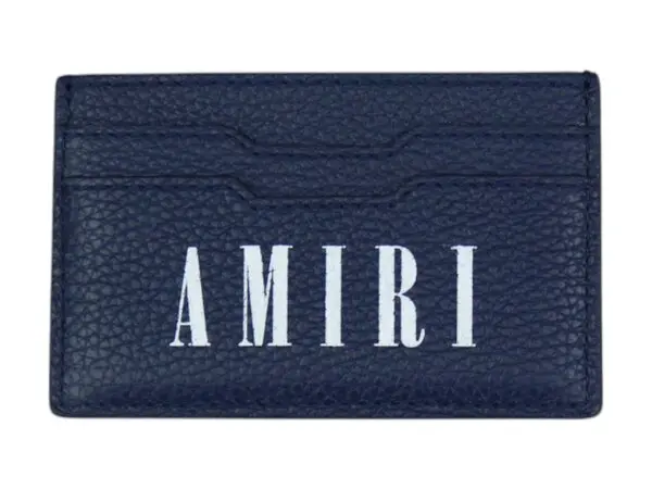 Amiri Logo Leather Card Holder - Navy Blue