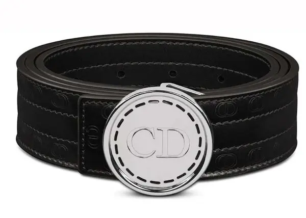 Dior Cd Plaque Smooth Grained Leather Belt - Black