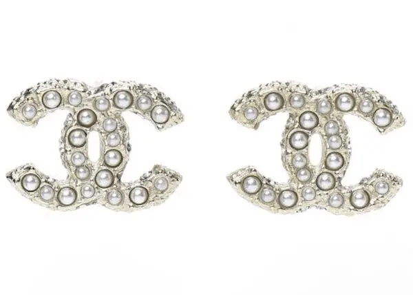 Chanel Crystal Pearl Cc Earrings - Gold