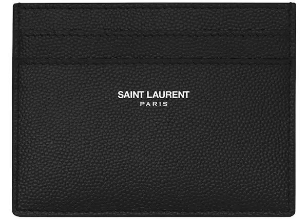 Saint Laurent Card Case Grain De Poudre Embossed Leather - Black