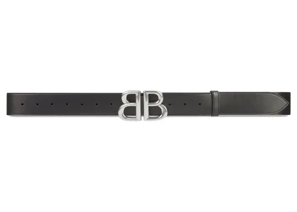 Gucci X Balenciaga The Hacker Project Bb Calfskin Belt - Black/silver