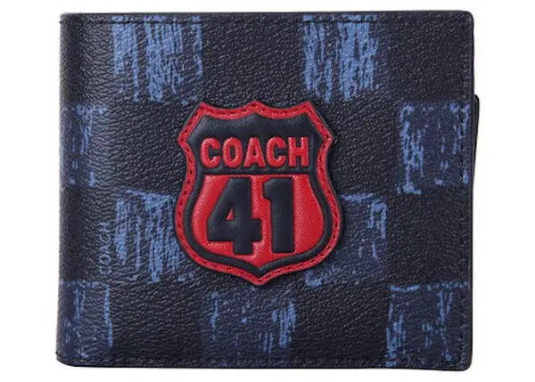 COACH® 3 In 1 Graphic Checker Wallet - Midnight Navy Blue/black