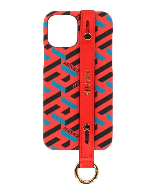 Versace Coated Canvas La Greca Iphone 12 Case - Orange