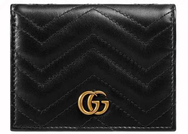 Gucci Gg Marmont Card Case Wallet Matelasse - Black