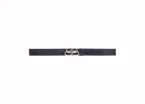 Balenciaga Bb Embossed Crocodile Belt - Black