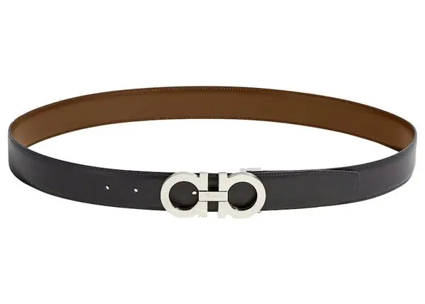 FERRAGAMO Reversible And Adjustable Gancini Belt - Black/radica