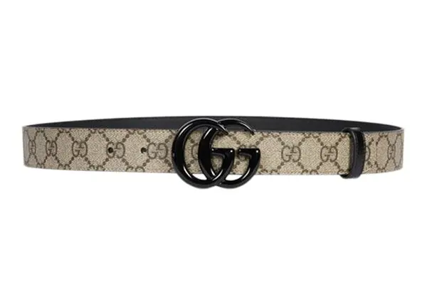 Gucci Gg Marmont Thin Belt Gg Supreme - Beige/ebony