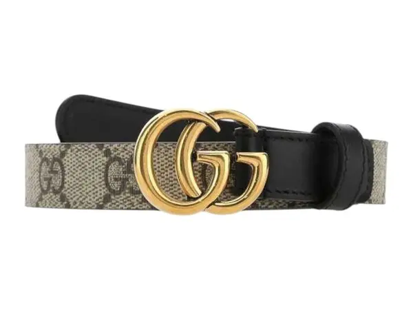 Gucci Double G Buckle Leather Belt 1.5 - Beige Black