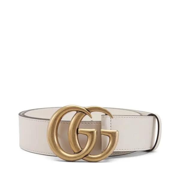Gucci Double G Buckle Leather Belt 1.5 - White