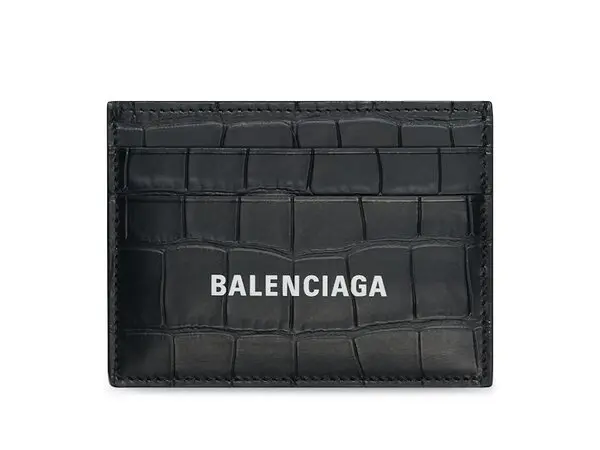 Balenciaga Cash Card Holder Crocodile Embossed - Black