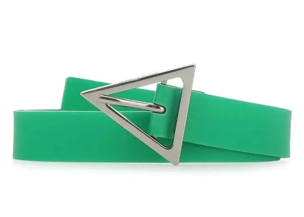 Bottega Veneta Triangle Logo Buckle Rubber Belt - Green