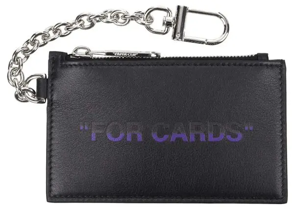 Off-White Card Case Quote Key Ring - Black/violet
