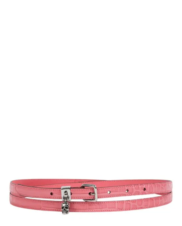 Alexander McQueen Thin Double Wrap Skull Belt - Coral
