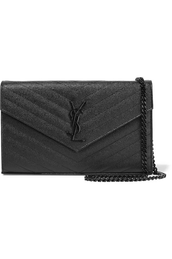 Saint Laurent Monogram Envelope Chain Wallet - Black