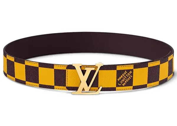 LOUIS VUITTON Initiales 40mm Reversible Damier Pop Belt - Jaune Mat