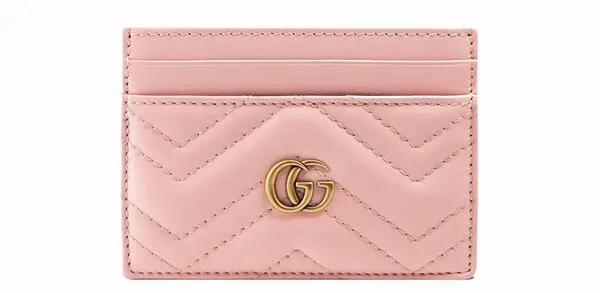 Gucci Gg Marmont Card Case Matelasse - Light Pink