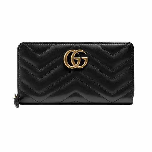 Gucci Gg Marmont Zip Around Wallet - Black
