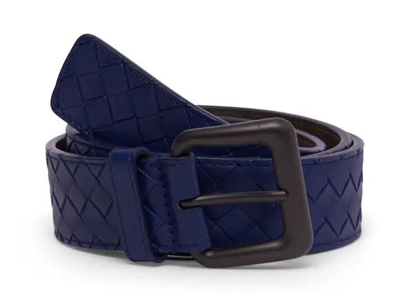 Bottega Veneta Intrecciato Woven Leather Belt - Cobalt Blue