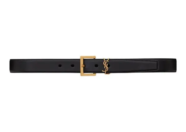 Saint Laurent Monogram Square Buckle Belt - Black