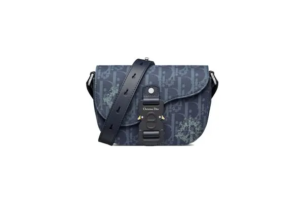 Dior Saddle Pouch With Strap - Denim Blue
