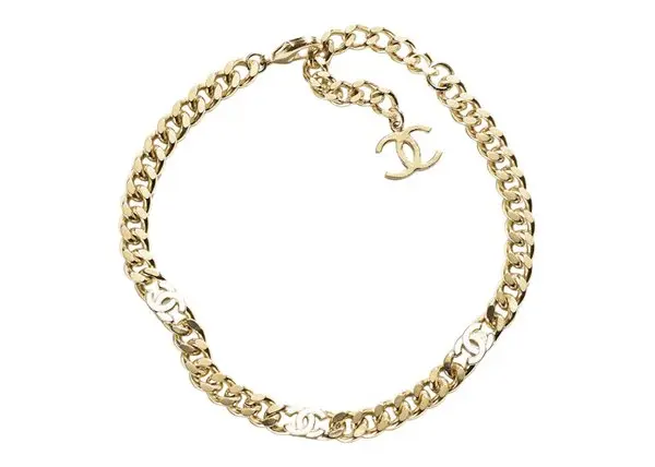 Chanel Metal Choker Necklace - Gold/white