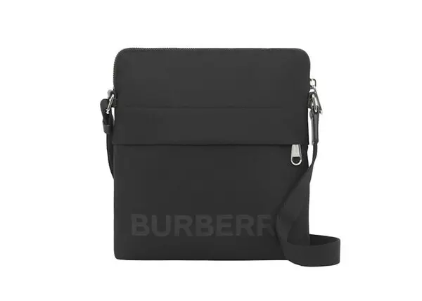 Burberry Logo Print Nylon Crossbody Bag - Black