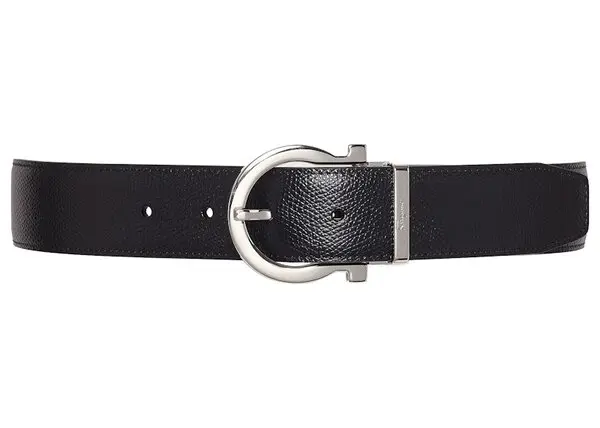FERRAGAMO Reversible Gancini Belt - Black/hickory