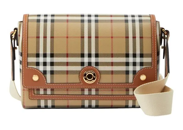 Burberry Check And Leather Note Bag