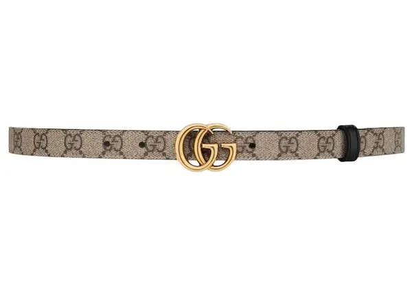 Gucci Gg Marmont Reversible Thin Belt - Beige/black