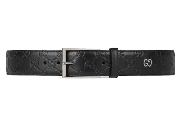 Gucci Signature Belt With Gg Detail - Black