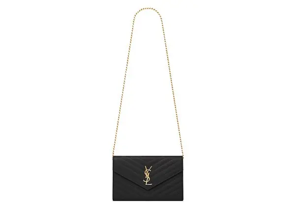 Saint Laurent Classic Flap Front Chain Wallet Monogram - Black