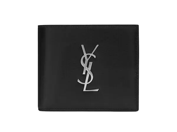 Saint Laurent Cassandre East/west Wallet Silver Logo - Black