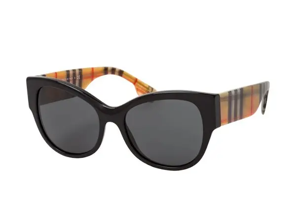 Burberry Butterfly Frame Sunglasses - Black Beige Vintage Check (40806111)