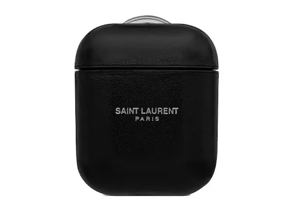Saint Laurent Airpods Case Smooth Leather - Natural Black Grey