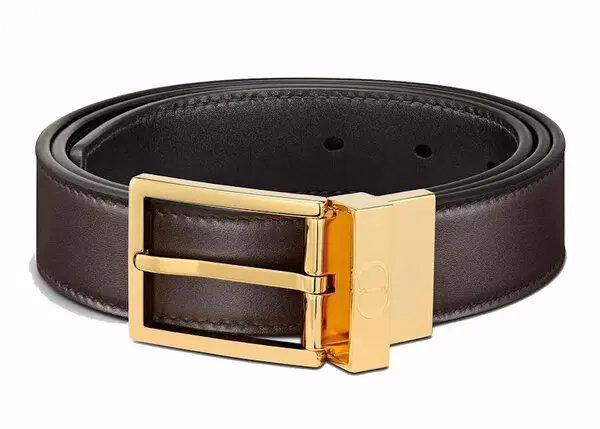 Dior Reversible Calfskin Belt - Brown/black